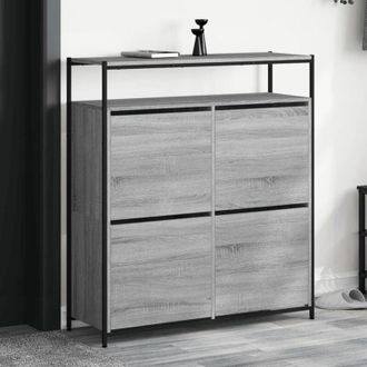 vidaXL Vidaxl - Armoire &agrave; chaussures 4 tiroirs rabattables sonoma gris