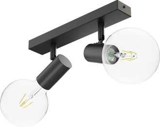 LEDs Com E27 Vintage Decken-Leuchte FARE, Retro, schwarz, schwenkbar, 2-flammig, inkl. Lampen, je 838lm, warmweiß