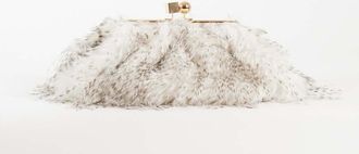 Glamorous Clutch mit Kiss-Lock-Verschluss in Wollwei&szlig;-Braun