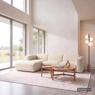 Studio Copenhagen home24 Ecksofa 3-Sitzer mit Longchair Beige Cordstoff Snor 284cm Longchair davorstehend links Modern