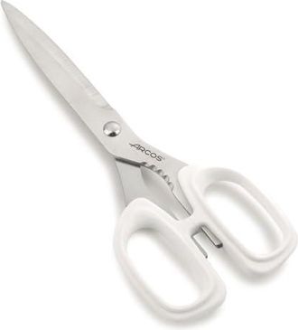 Arcos Küchenschere aus Edelstahl 22 cm - Professionelle Küchenschere zum Schneiden aller Arten von Lebensmitteln, Griff aus Polypropylen - Weiß, Serie Delux