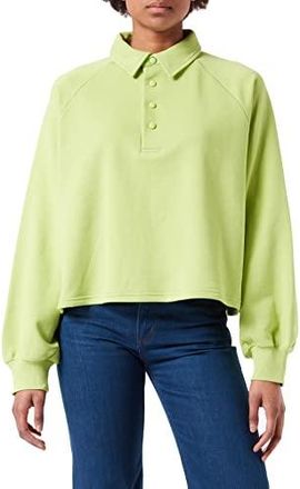 NA-KD Buttoned Collar Sweater Chandail, Vert Citron Pastel, L Femme