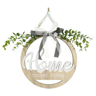 Generico Hauptt&uuml;rschild | rustikale Dekoration aus Holz mit Bl&auml;ttern, Willkommenshaken f&uuml;r die T&uuml;r - f&uuml;r Geburtstag, Garten, Eingang, Flur, Wohnzimmer, B&uuml;ro, H