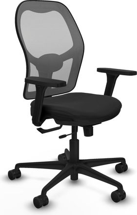 Piqueras y Crespo Schwarzer B&uuml;rostuhl mit 3D-Armen, h&ouml;henverstellbare Lendenwirbelst&uuml;tze, ausgestattet mit Syncro/Traslack und Schaumstoff, mit Rollen von 65 mm, Nylon,