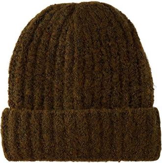 Pieces Pieces Femme Pcpyron Structured Hood Noos Bc Bonnet, Vert olive foncé,Taille unique