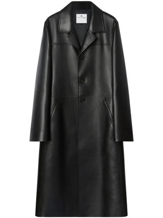 Courr&egrave;ges manteau en cuir - Noir