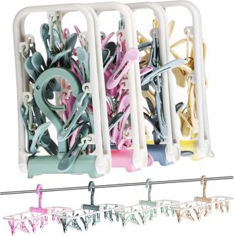 TOPBATHY 4stücke Faltbare Wäscheklammer-hänger Mit Clips Für Socken Unterwäsche Babywäsche Windfester Drehhaken Platzsparend Für Reisen Und Indoor Outdoor Troc