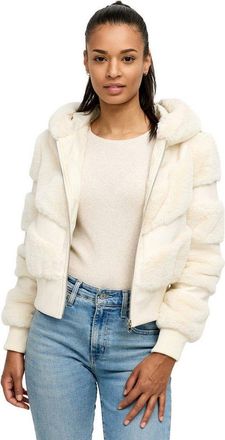 Tazzio Winterjacke F803 mit Kapuze, im Bomber-Style & Fell-Streifen-Look