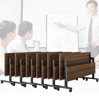Generic Zusammenklappbarer Konferenztisch (6Er-Pack), Moderner, Tragbarer Modultisch mit Leisen Rollen, Ideal f&uuml;r Seminare, Besprechungen und Schulungen
