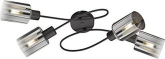 Fischer & Honsel | Deckenleuchte, Iska | sandschwarz| Glas| rauchfarben zu klar| L: 79,00 cm, B: 37,00 cm| Ausl. Decke: 22,00 cm| 4x E14 max. 10,0 Watt| 21321
