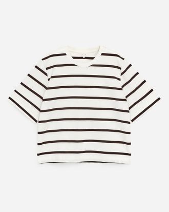 Arket Kastiges Signature-T-Shirt -Wei&szlig;