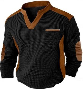 Generic Chemise r&eacute;tro vintage pour homme, coupe classique, v&ecirc;tement de travail d&eacute;contract&eacute;, polo &agrave; boutons, l&eacute;ger et respirant, tuniques de vacances, Noir, XX