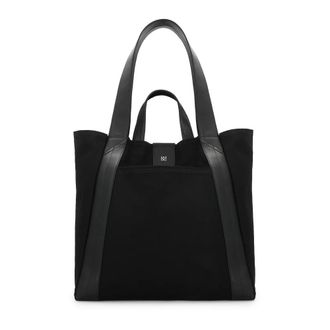 Kazar Schwarze Stofftasche mit doppelten Ledergriffen - - Bags - Damen - Schwarzk - ONE SIZE