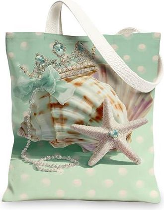 Generic Sacs fourre-tout en toile de coquillage, motif étoile de mer côtière, sacs à provisions réutilisables, style plage élégant, léger, lavable en toile Ba