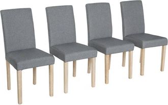 Sweeek Sweeek - Lot de 4 chaises - Rita - chaises en tissu. pieds en bois cérusé. gris clairs
