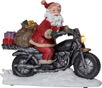 Eglo LED Weihnachtsdeko Merryville, Motorrad mit Weihnachtsmann, Vintage Weihnachtsdekoration, Fensterdeko mit Timer und batteriebetriebener Beleuchtung, g