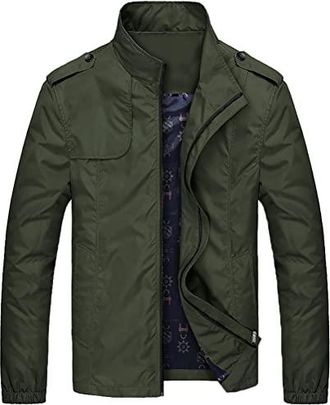 Minetom Blouson Homme Léger Veste Jacket Hiver Printemps Automne Aviateur Col Montant Bomber Blouson Trench C Vert L