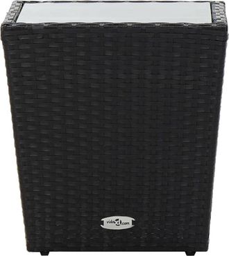 vidaXL Beistelltisch Schwarz 41,5&times;41,5&times;43 cm Poly Rattan und Hartglas Vidaxl