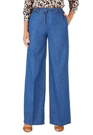 Damart Pantalon Large Tissu Chambray pour Femme, Coupe Ample, Denim Moyen, 40