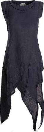 vishes Alternative Bekleidung - Asymmetrisches armloses Lagenlook Zipfelkleid schwarz 36-38