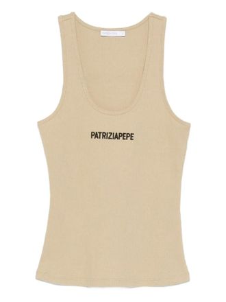 Patrizia Pepe débardeur nervuré à logo brodé - Tons neutres