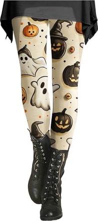 Generic Legging de maternité court pour femme - Legging dautomne et dhiver - Imprimé artistique - Doux et extensible - Pantalon chaud avec poches pour femme -