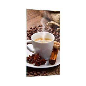 Arttor Bilder auf Glas Kaffee schwarz Frühstück Schokolade Glasbild 45x80cm Wandbilder Dekoration Wohnzimmer Schlafzimmer Küche Deko Klein Wanddeko Bild im G