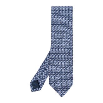 Ferragamo Gancini String Print Seidenkrawatte - - Accessories - Herren - Blau - ONE SIZE