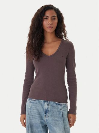 Tommy Jeans Bluse Essential DW0DW17990 Braun Slim Fit