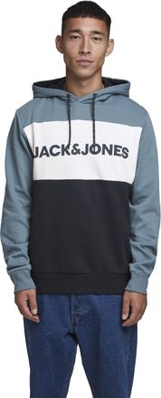 Jack & Jones Herren JJELOGO Blocking Sweat Hood, China Blue, 3XL
