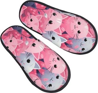 Generic Pantoufles Chat Roses Antidérapantes Chaussons Avec Semelle Caoutchouc Slippers Pour Voyage La Maison Outdoor L