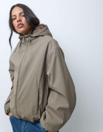 Asos bomber imperm&eacute;able effet caoutchout&eacute; en neutre-Blanc