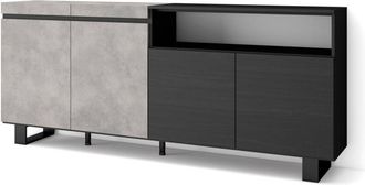 Skraut Home Sideboard, Highboard, Kommode, Komodenschrank, 200x87x35cm, 4 T&uuml;ren, Industriedesign, Moderner Stil, Zementgrau - Skraut Home