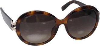 Ferragamo Pre-owned Plastique lunettes-de-soleil - Femme - Pre-owned - Brun - Taille: ONE Size