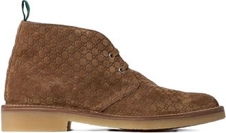 Gucci Schnürstiefel mit GG-Muster - Braun