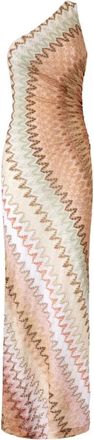 Missoni Femme, Robes, Multicolore, Taille: 36 FR Robe Longue Asym&eacute;trique en Lam&eacute; Chevron