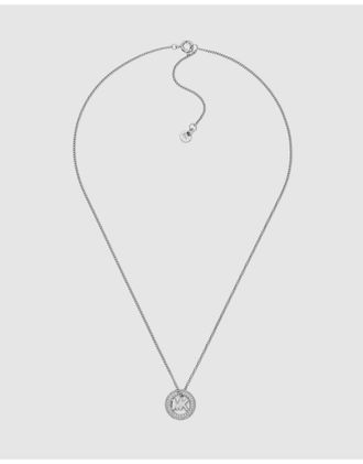 Michael Kors Silberfarbene Damenhalskette mit Pav&eacute;-Logoanh&auml;nger, MKJ8546040