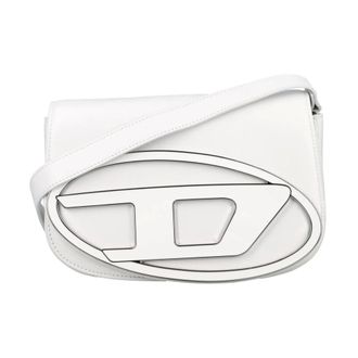 Diesel Femme, Sacs, Blanc, Taille: ONE Size Structured Emblem Shoulder Bag