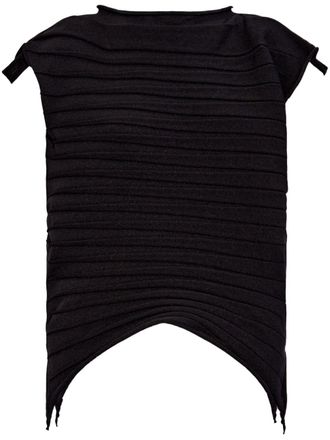 Pleats Please Issey Miyake haut asym&eacute;trique &agrave; rayures - Noir