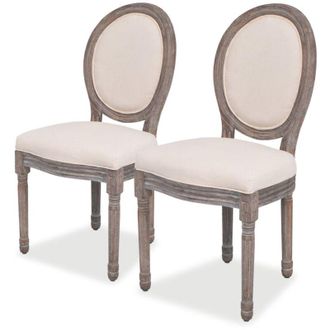 vidaXL Vidaxl - Chaises &agrave; manger lot de 2 cr&egrave;me tissu