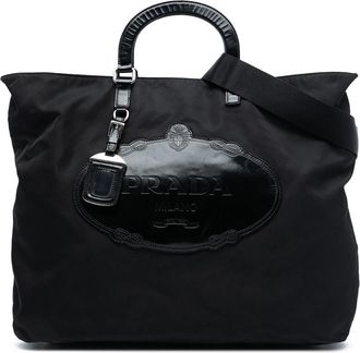 Prada Hobo Bags - Tessuto Canapa Logo Satchel - Gr. unisize - in Schwarz - f&uuml;r Damen