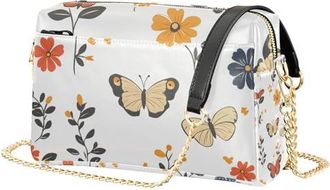 Mnsruu Sacs à bandoulière pour femme, sac à main en cuir avec motif papillon et fleur