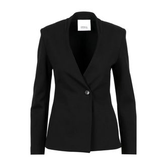 Erika Cavallini Semi Couture Schwarze Milano Stitch Jacke Tiefer V - - Jackets - Damen - Schwarzk - M