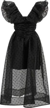 Ganni Femme, Robes, Noir, Taille: 42 FR Organza Ruched Dress