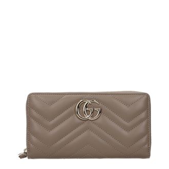 Gucci Femmes Portefeuille Cuir Gris/Taupe