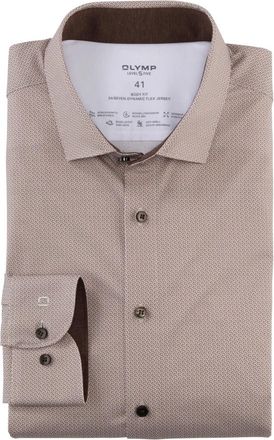 Olymp Olymp, Homme, Chemises, Brun, Taille: 2XL Level Five 24/Seven Dynamic Flex Jersey