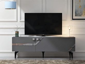 Hanah Home Stylish TV Stand, Anthracite & Silver, 150 cm x 49 cm x 30 cm | 100% Melamine Coated Particle Board, 18 mm Thick | Modern Design for Living Room