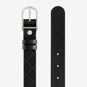 Gucci Mens Reversible Belt With Rounded Buckle Black Leather