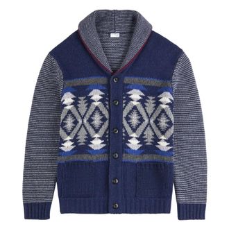 Fay Cardigan Jacquard Desert Code Archive - - Knitwear - Herren - Blau - L
