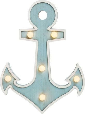 Globo Lighting LED Wanddeko Lampe Anker Design Blau Weiß Wohnzimmer Esszimmer Beleuchtung Holzleuchte 29845